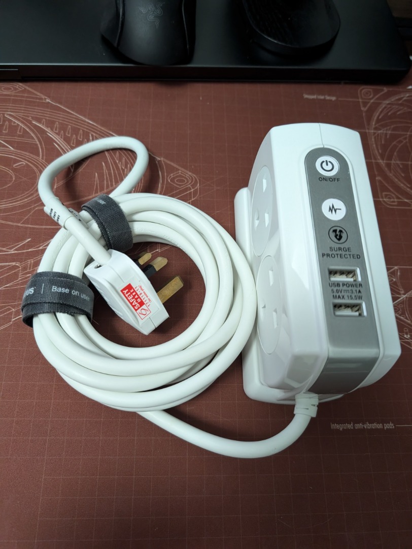 Masterplug 4-Socket Surge Protector Extension Lead with 2 USB Ports, TV ...