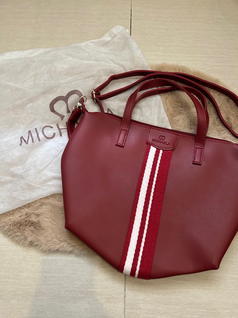 Michaela two way downtown urban red leather patterned shoulder bag ...