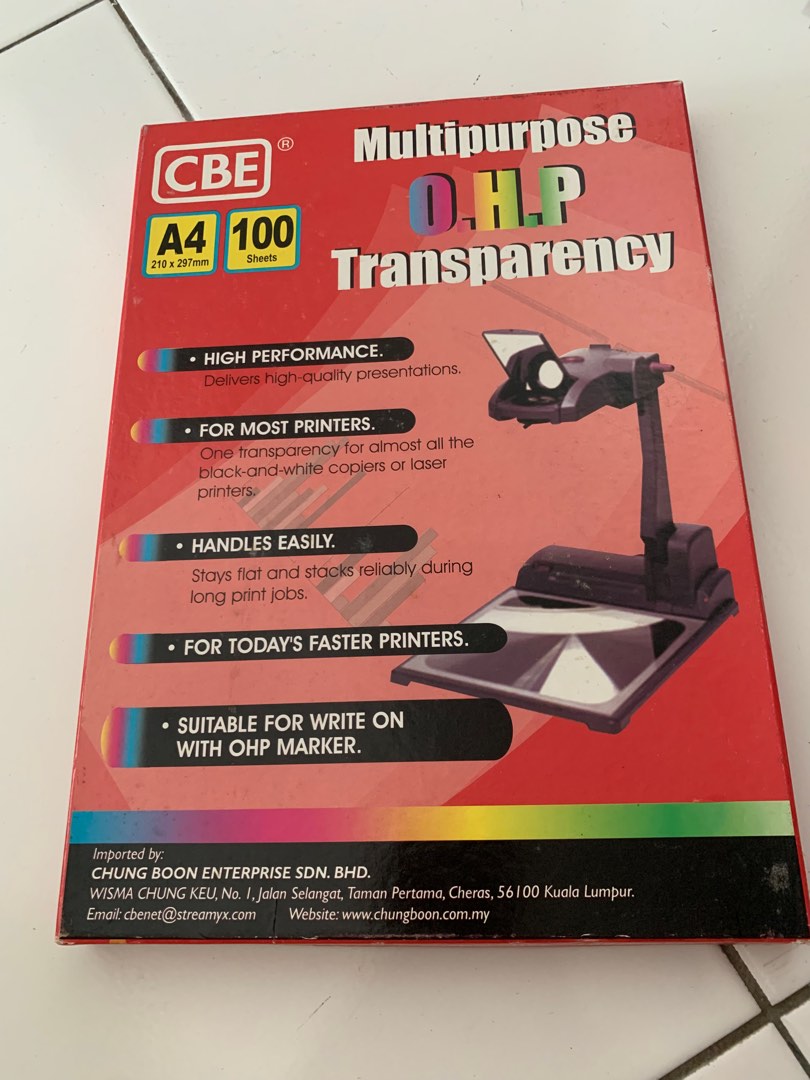 Multipurpose OHP Transparency Film (can use for book cover) 100 pcs ...