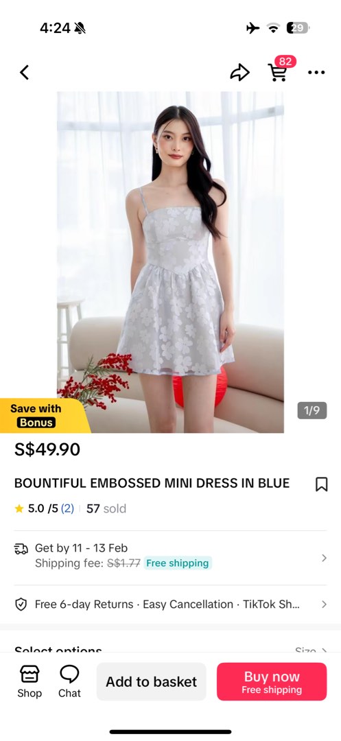 Neonmello Bountiful Embossed Mini Dress in Blue, Women's Fashion, Dresses & Sets, Dresses on ...