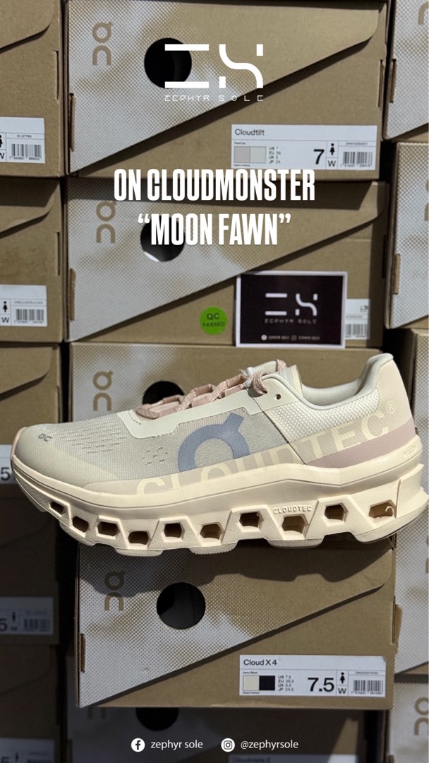 ON CLOUDMONSTER MOON FAWN, Women's Fashion, Footwear, Sneakers on Carousell