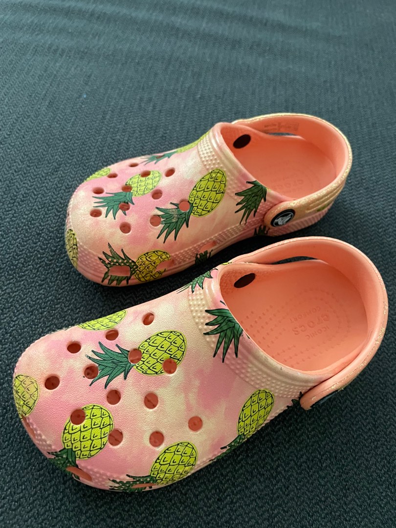 Pineapple design Crocs size c12, Babies & Kids, Babies & Kids Fashion ...