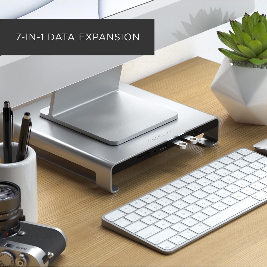 Satechi Type-C Aluminum Monitor Stand Hub with USB-C Data, USB 3.0 ...