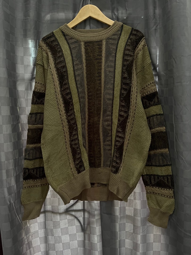 SWEATER VINTAGE MOTIF 3D ALA COOGI BRAND LINDBERGH COKLAT MIX VELVET ...