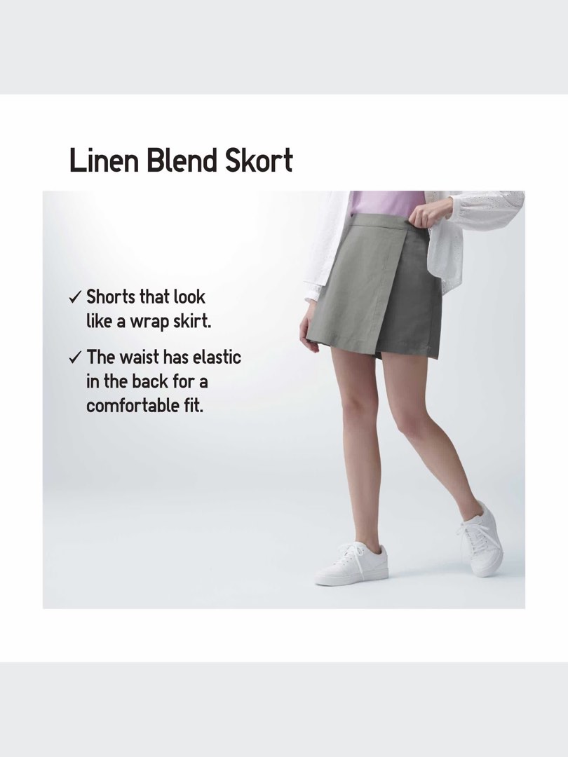 Uniqlo Linen Skort, Women's Fashion, Bottoms, Other Bottoms on Carousell
