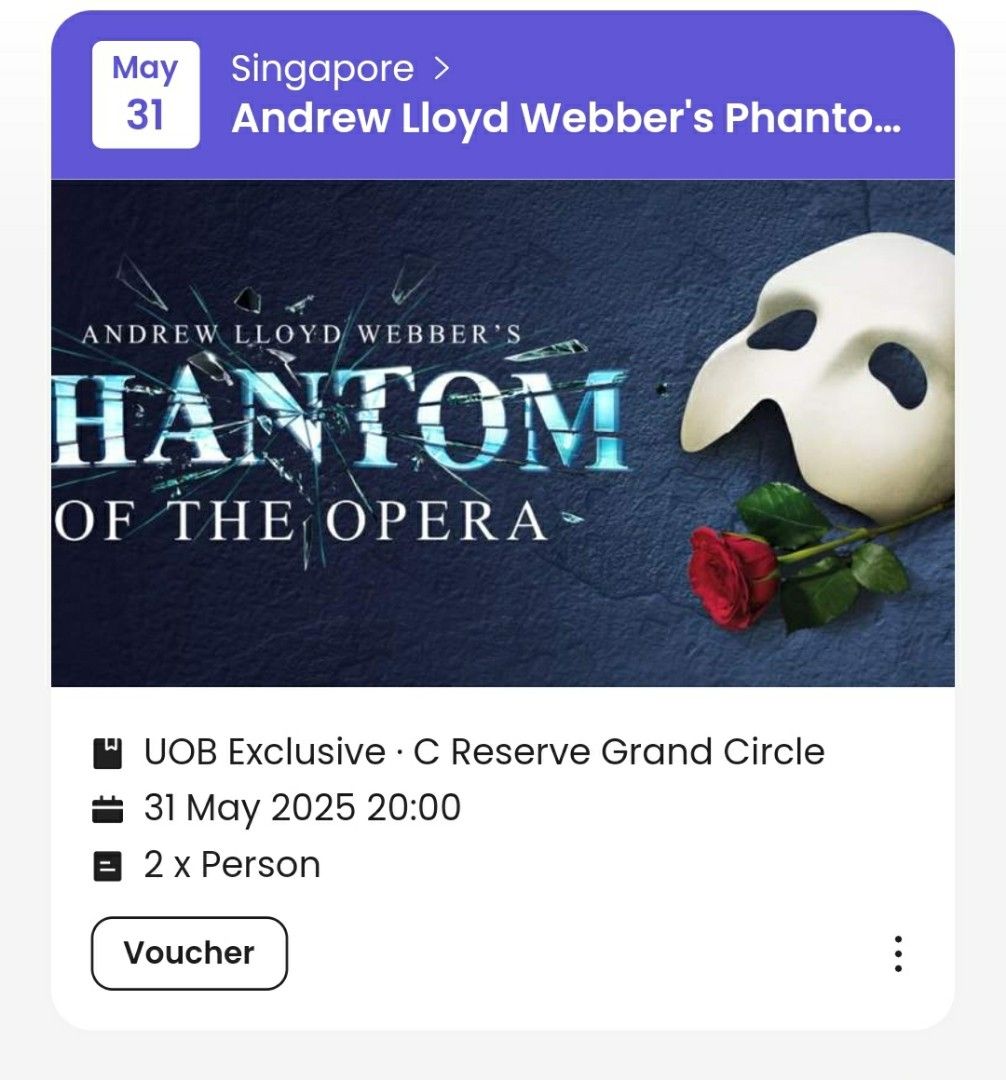 2X Phantom of The Opera by Andrew Lloyd Webber at The Sand Theatre ...
