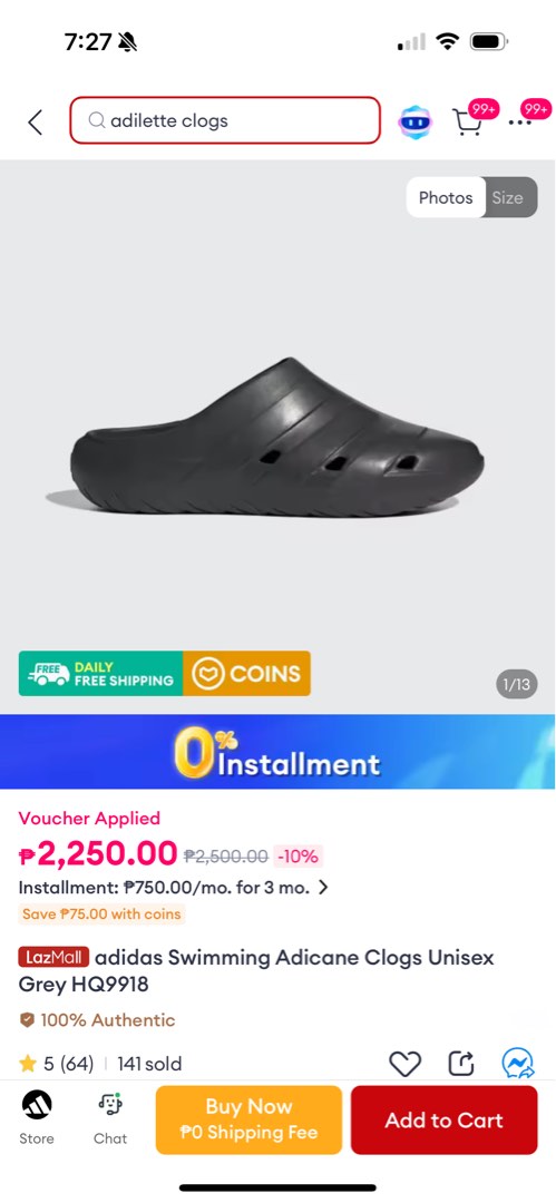 Adidas Adicane Clog US 10, Men's Fashion, Footwear, Slippers & Slides on Carousell
