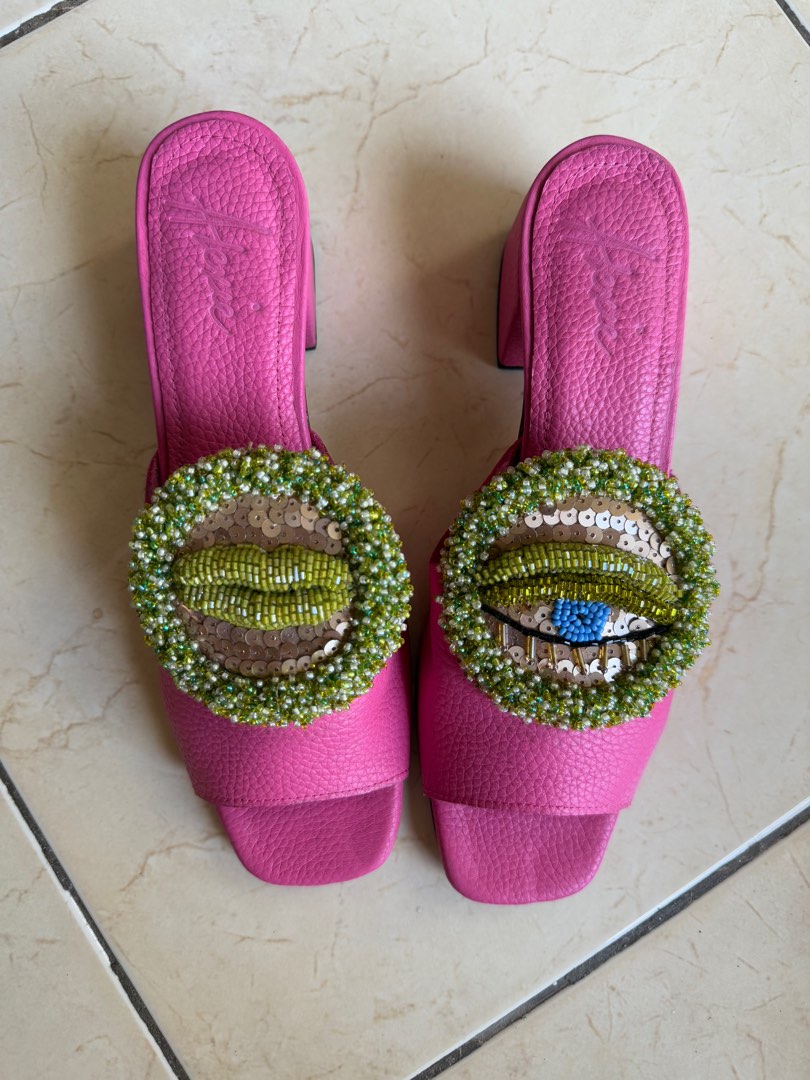 Alexie Studiodarte Designer Block Heels - Hot Pink, Women's Fashion ...