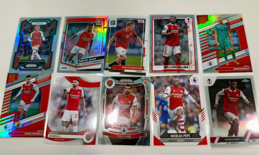 Arsenal parallel and base cards, Martinelli, Odegaard, Gabriel Jesus ...