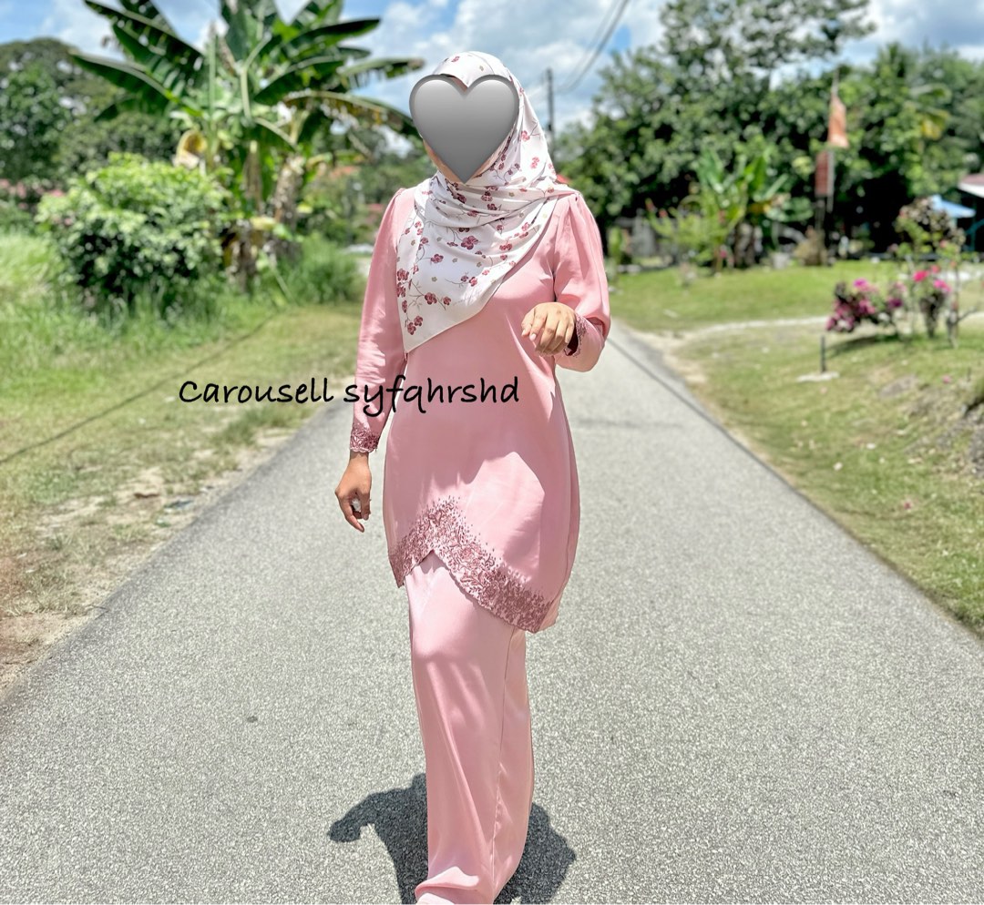 Ashura Dusty Pink Raya 2024, Women's Fashion, Muslimah Fashion, Baju ...