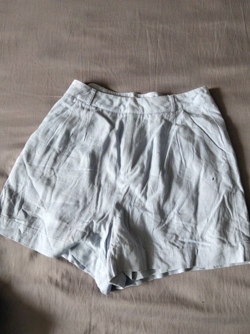 Love Bonito Baby blue linen shorts lined (with defect), Women's Fashion ...