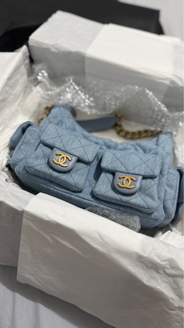 Authentic Chanel Hobo Bag Denim washed 2025 / JENNIE BLACK PINK CHANEL ...