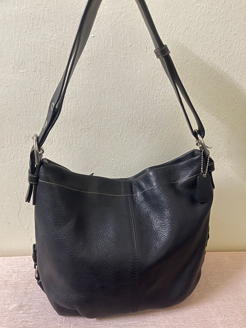 Coach Black Pebble Leather Crossbody Hobo Bag, Women's Fashion, Bags & Wallets, Cross-body Bags ...