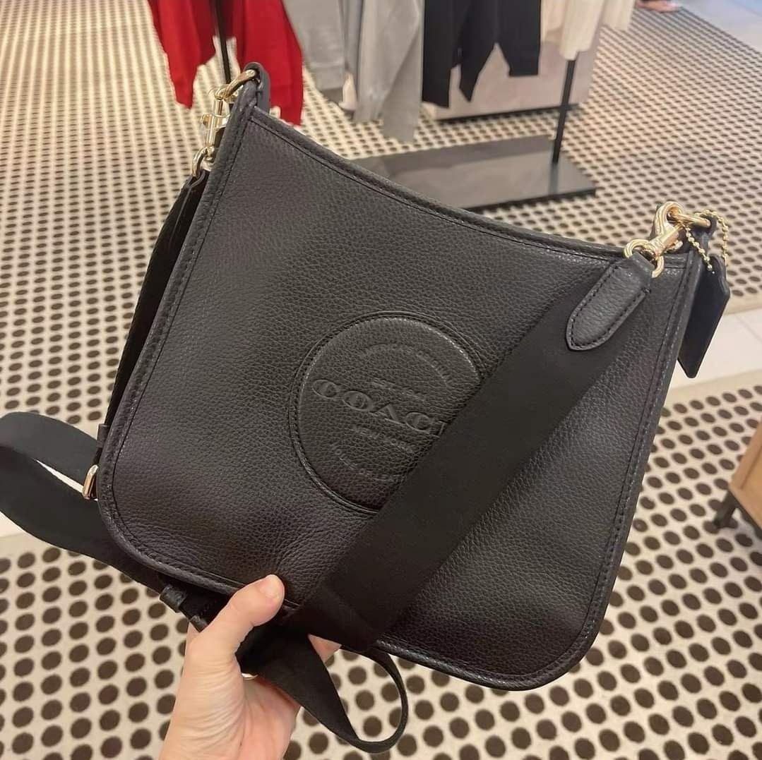 Coach CA290 Dempsey Zip Top File Bag in Black Refined Pebble Leather - Women's Sling Bag, Women ...