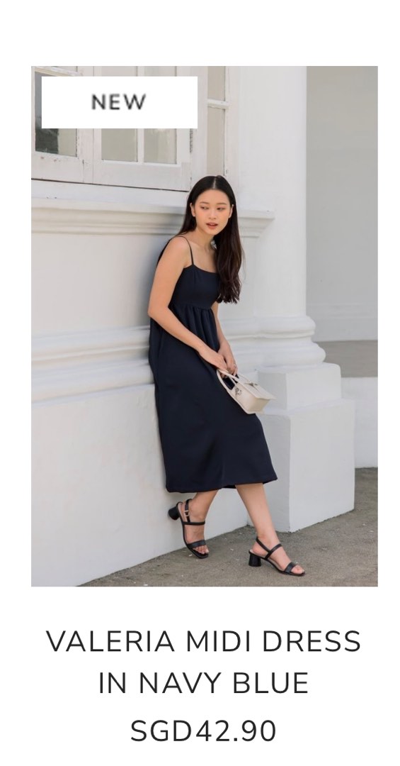 code collective valeria midi dress in navy blue, Women's Fashion, Dresses & Sets, Dresses on ...