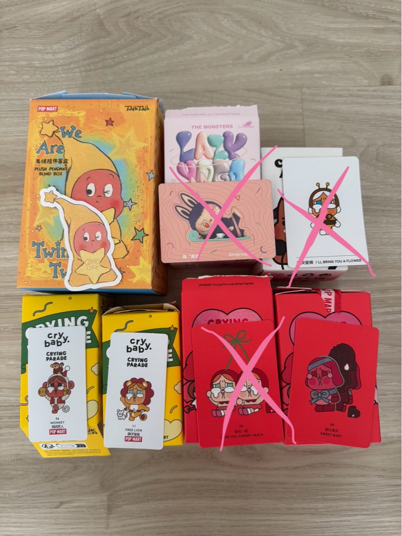 Crybaby (crying for love/ crying parade), Labubu (yoga), Twinkle plush ...
