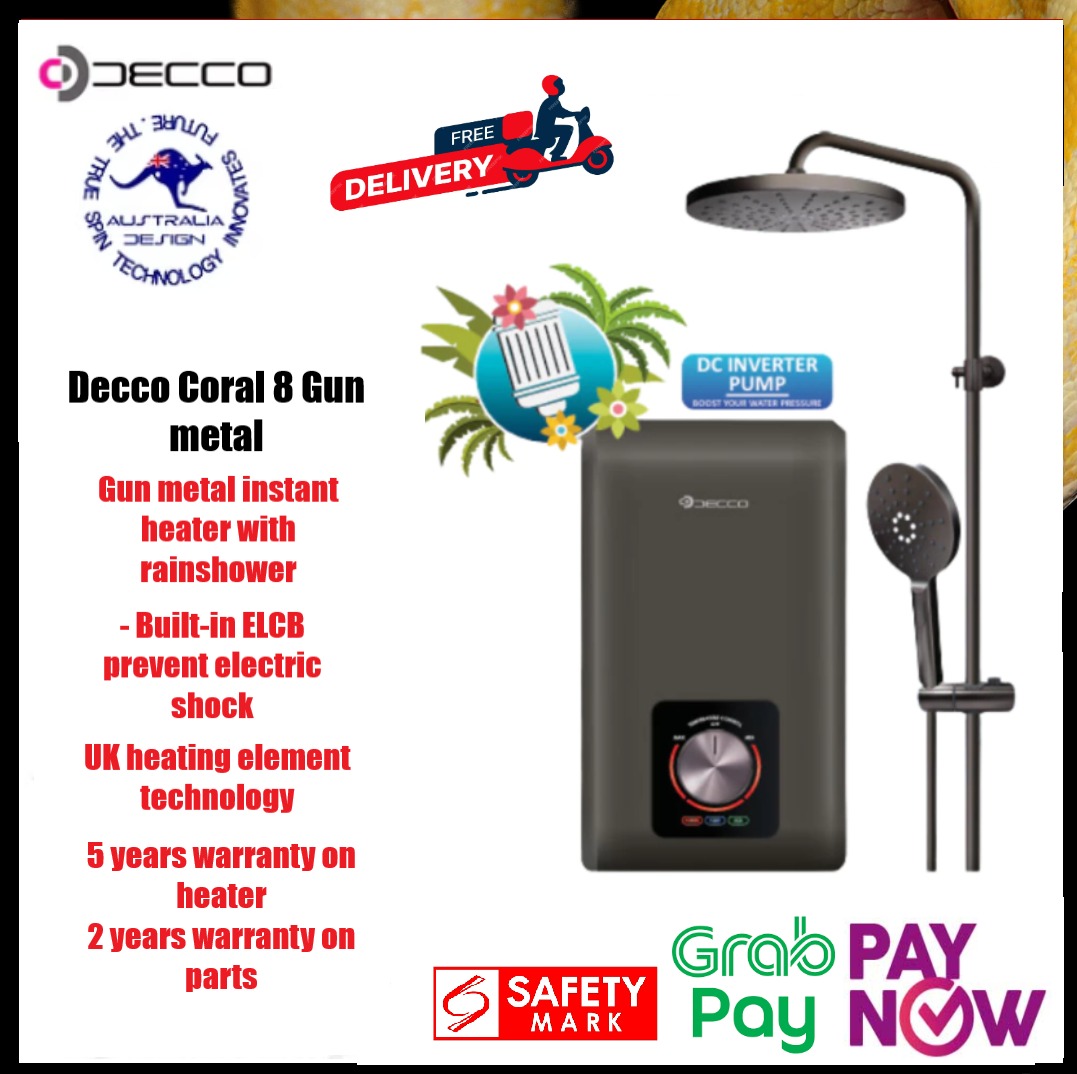 Decco Coral 8 Gun metal - Gun metal instant heater with gun metal ...