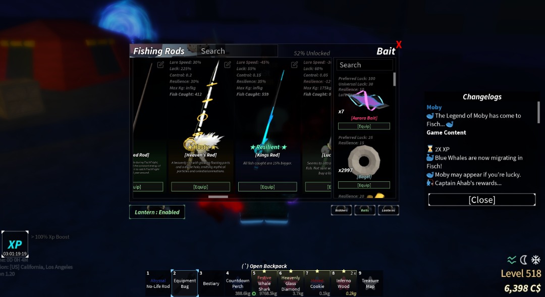 Fisch account level 500, northstar unapp, haunted rod, flying dutchman ...