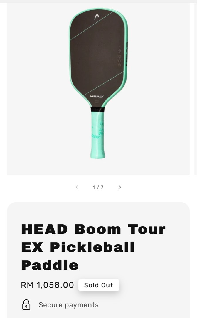 HEAD BOOM ex tour pickleball paddle, Sports Equipment, Sports & Games ...