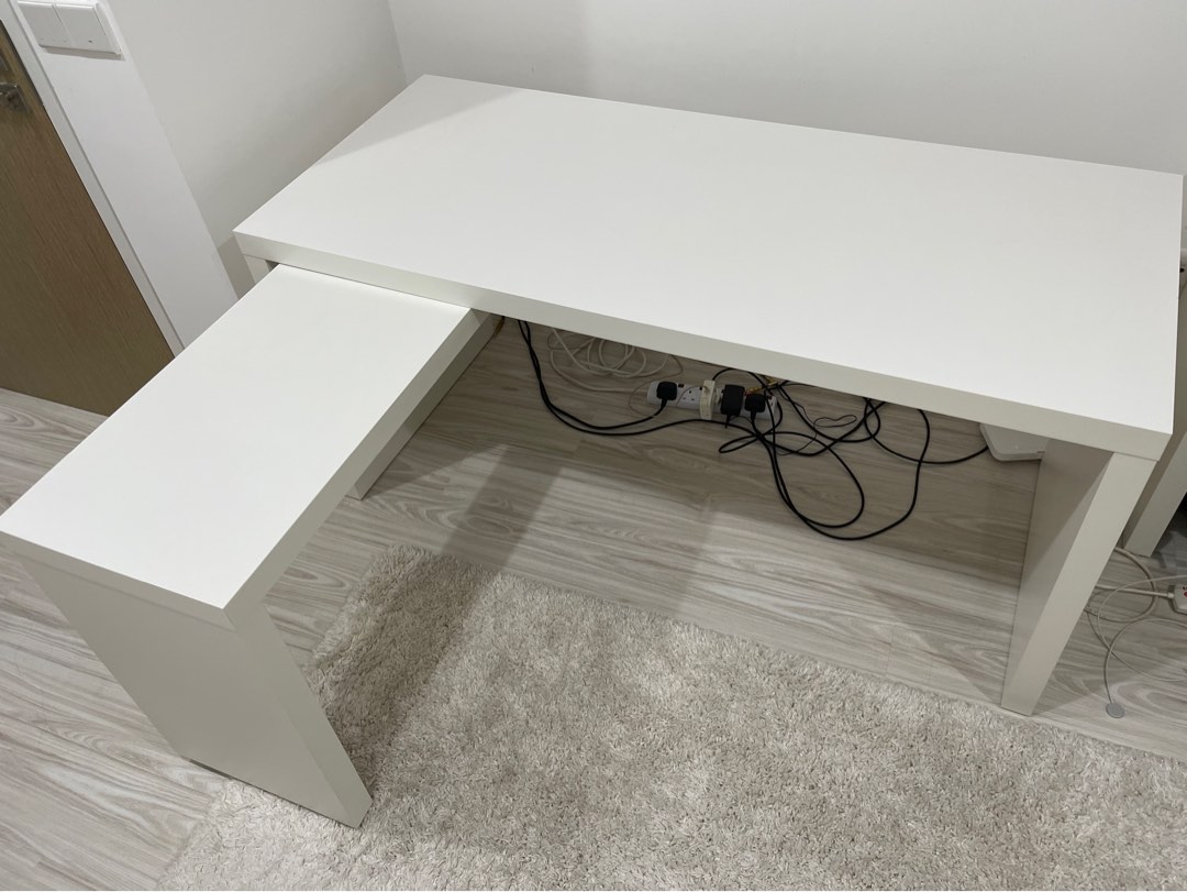 Ikea table / desk with pull out panel (MALM), Furniture & Home Living ...