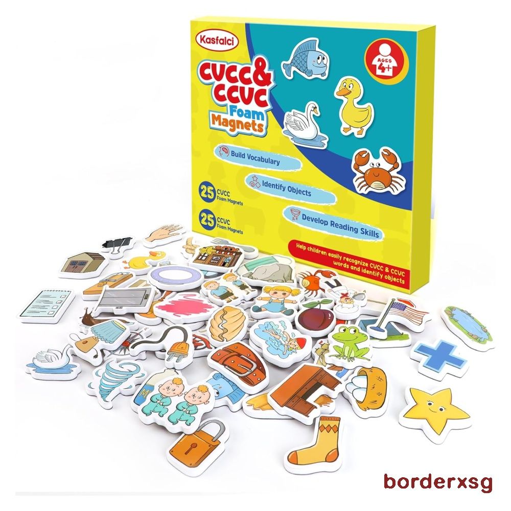 Kasfalci CVCC & CCVC Word Games, 50 Magnetic Foam Objects Fridge ...