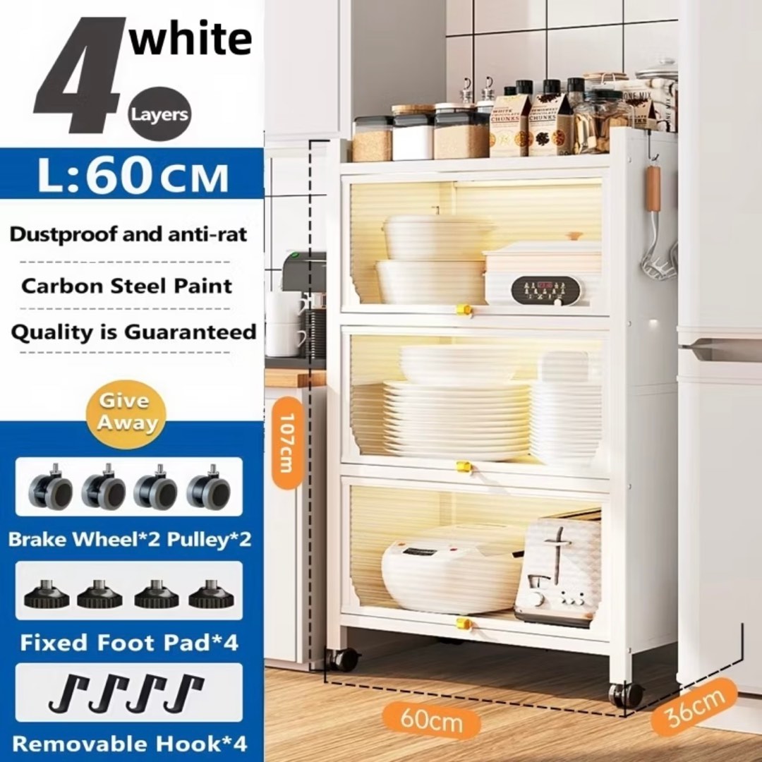 Multilayered Kitchen Storage Cabinet | Dustproof Dish Storage Rack With ...