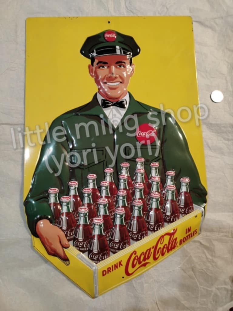 Original Coca Cola Coke Embossed Deliveryman Tin Frame Signs, Furniture ...