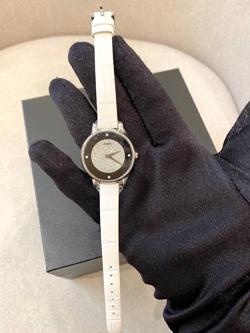 PIAGET 750 WHITE GOLD GYPSOPHILA DIAMOND DIAL 33MM LADIES QUARTZ WATCH ...