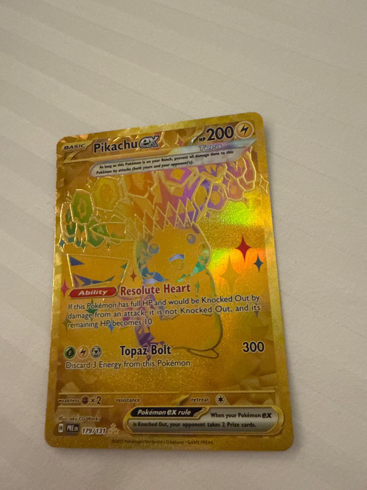 Pikachu Ex Gold Prismatic Evolutions, Hobbies & Toys, Toys & Games on ...