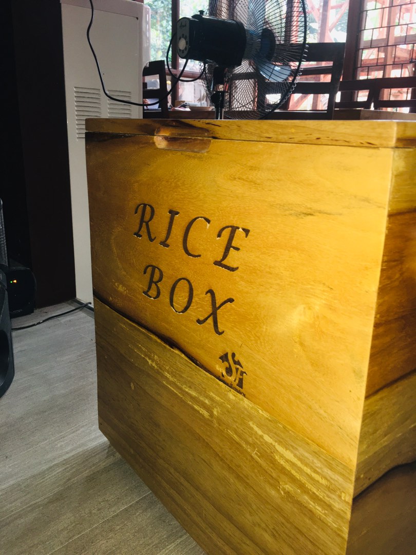 Rice box 50kls capacity made of mahogany wood (large), Furniture & Home ...