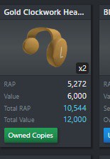 Roblox limiteds Gold Clockwork Headphones GCWHP 3.5$/1, Video Gaming ...