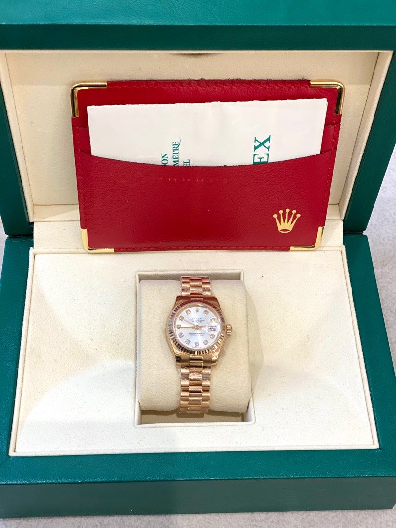 ROLEX LADY DATEJUST FULL 18K 750 YELLOW GOLD DIAMOND DIAL REF 179175 ...