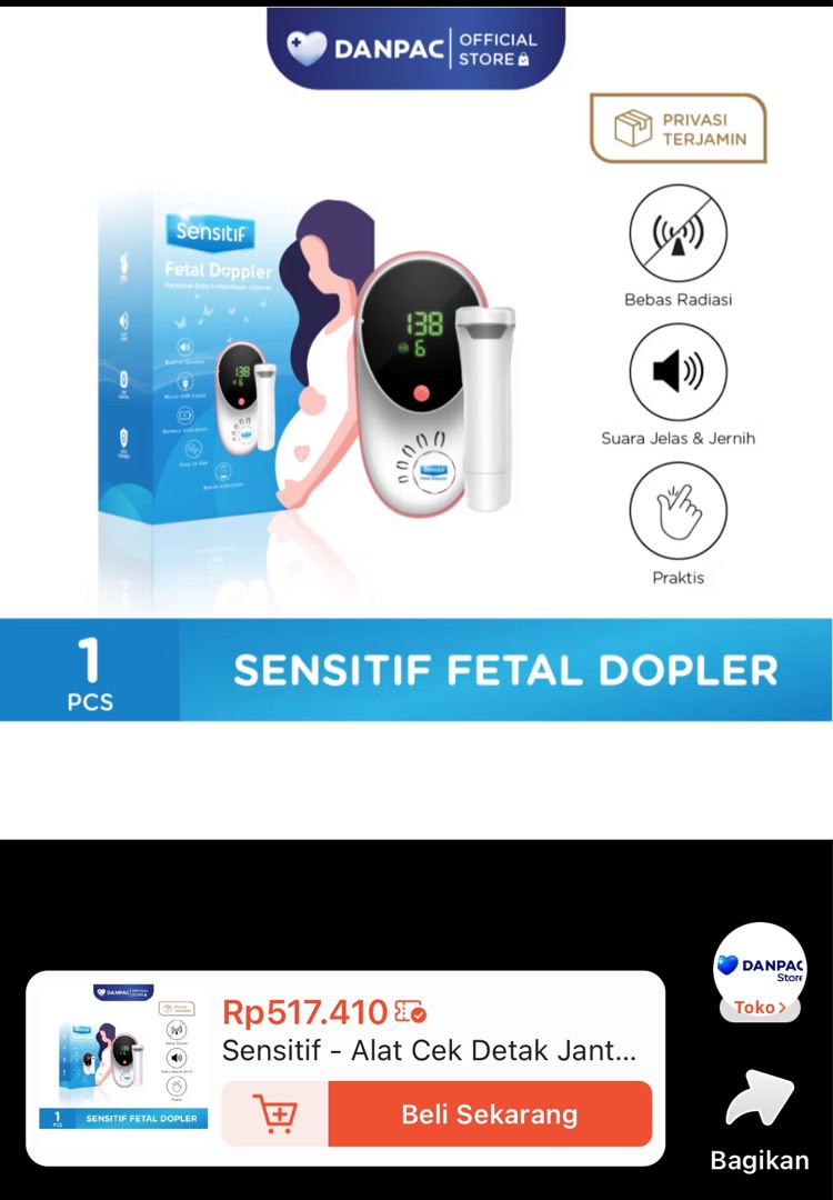 SENSITIF USG Fetal Doppler Pendeteksi Detak Jantung Bayi, Bayi & Anak ...
