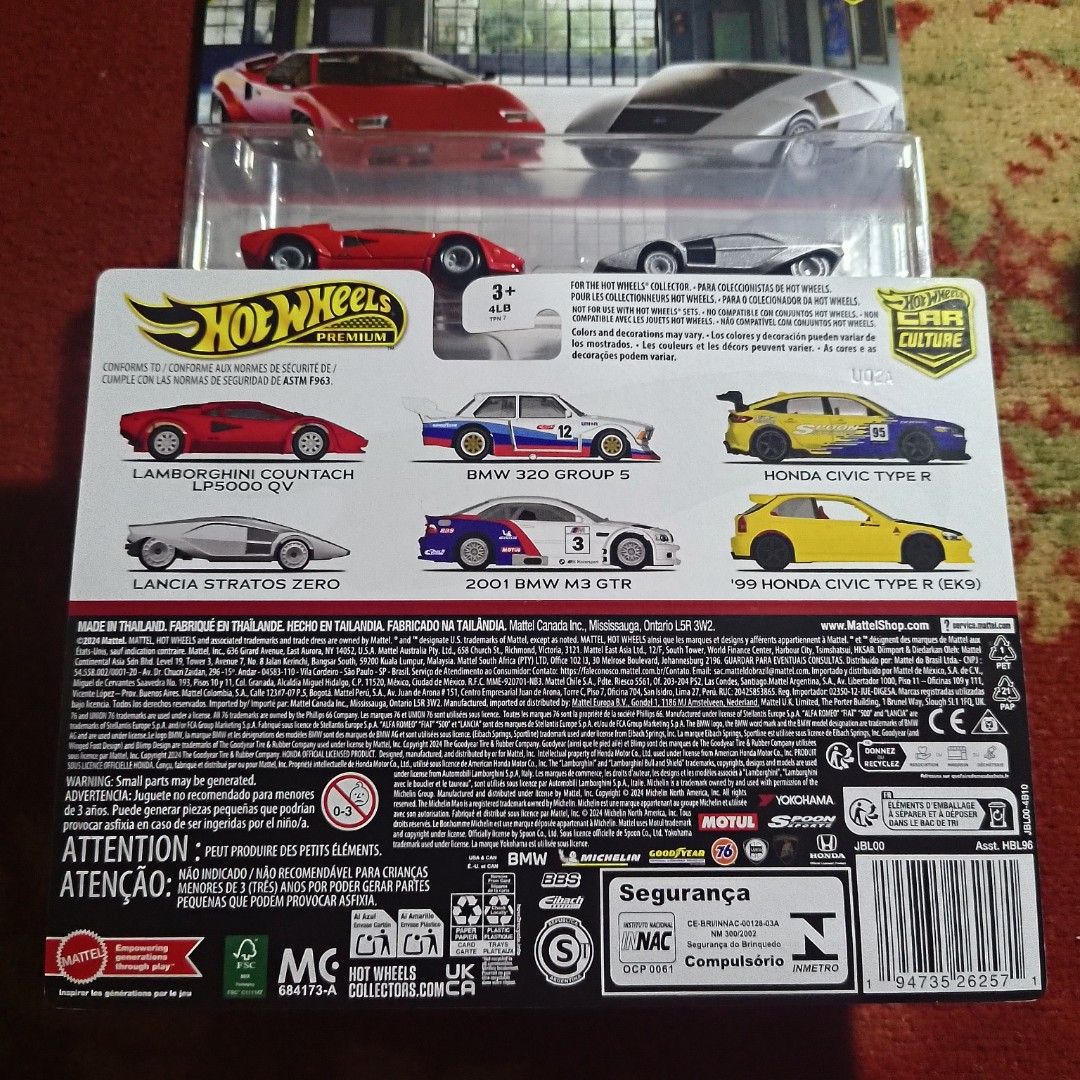 Set HOTWHEELS Premiums Car Culture Dash R, Twinpack Lamborghini & Lancia, BMW, Civic Spoon ...