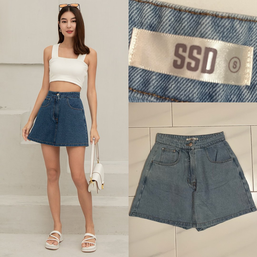 Shopsassydream SSD Lilibet Denim Skorts Light Wash, Women's Fashion, Bottoms, Other Bottoms on ...