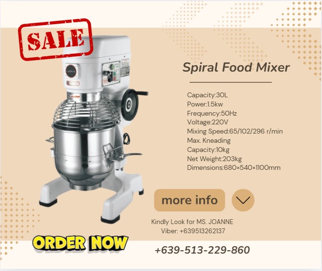 Spiral Food Mixer Heavy Duty Dough Mixer-30L Commercial B30(CE) Spiral Food Mixer, Everything ...