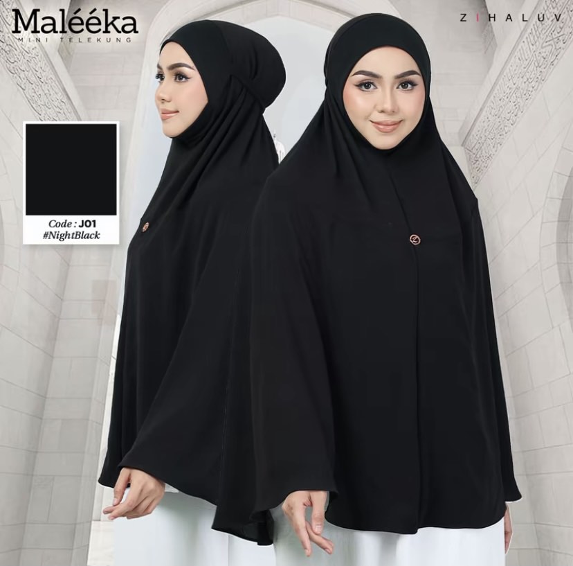 Telekung solat mini telekung umrah bidang 60 cey crepe black, Women's ...