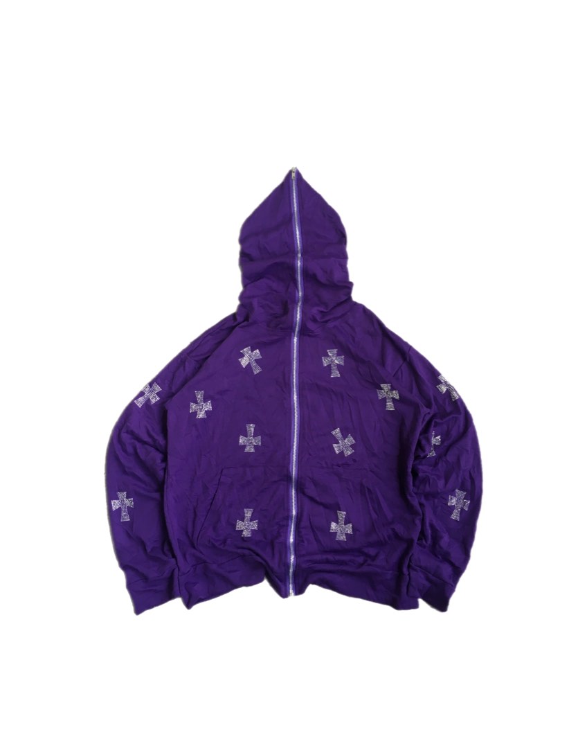 Y2K Shiny Cross AOP full zip, Men's Fashion, Coats, Jackets and ...