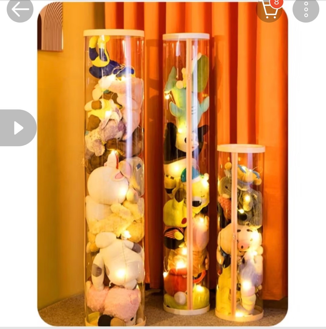 Zipper Doll Storage Tube PVC Plush Toy Doll Muppet Bucket Transparent ...