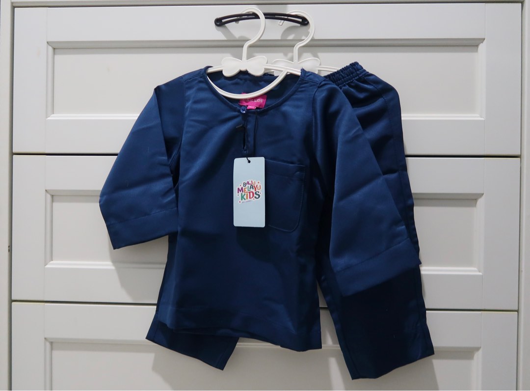 1yr Jakel baju melayu teluk belanga set kids blue, Babies & Kids ...