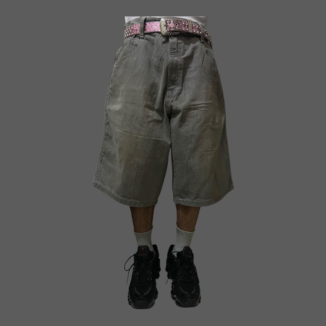 2000s Southpole Gray Washed Baggy Denim Jorts, Men's Fashion, Bottoms ...