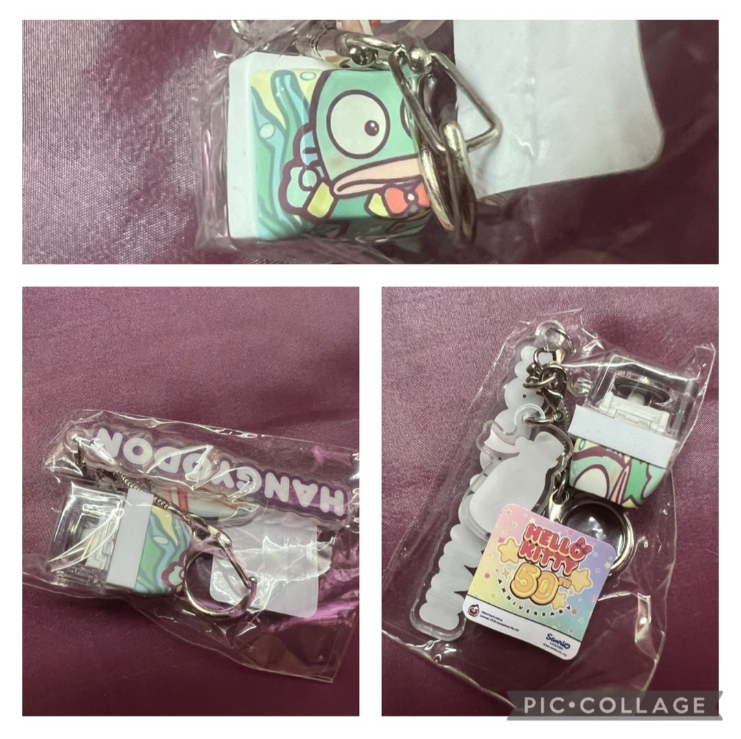 Authentic sanrio licensed Hangyodon keycap keychain with clicker light ...