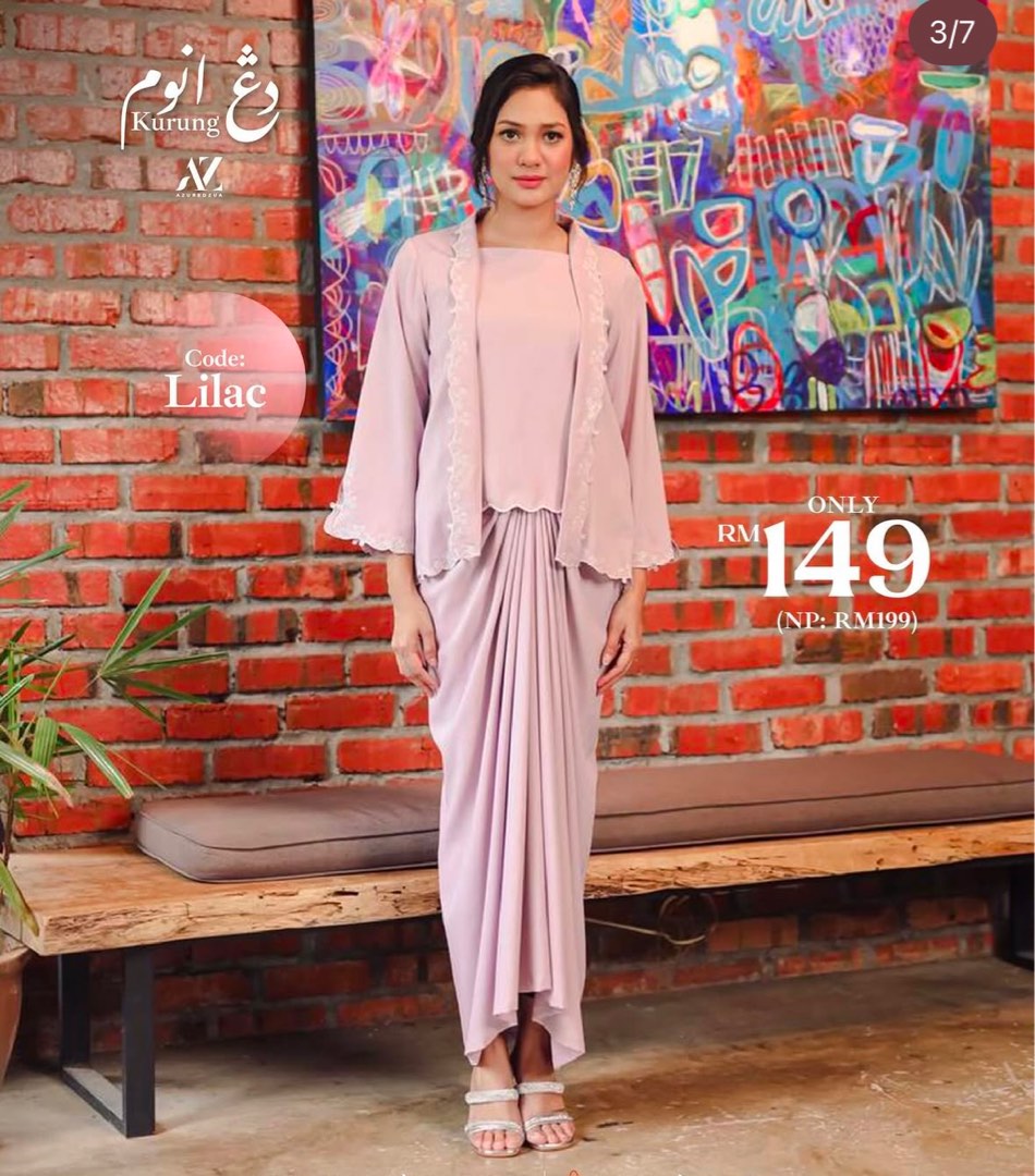 Azuredzua Dang Anum Lilac, Women's Fashion, Muslimah Fashion, Baju ...
