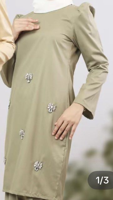 baju kurung alaia green color, Women's Fashion, Muslimah Fashion, Baju ...