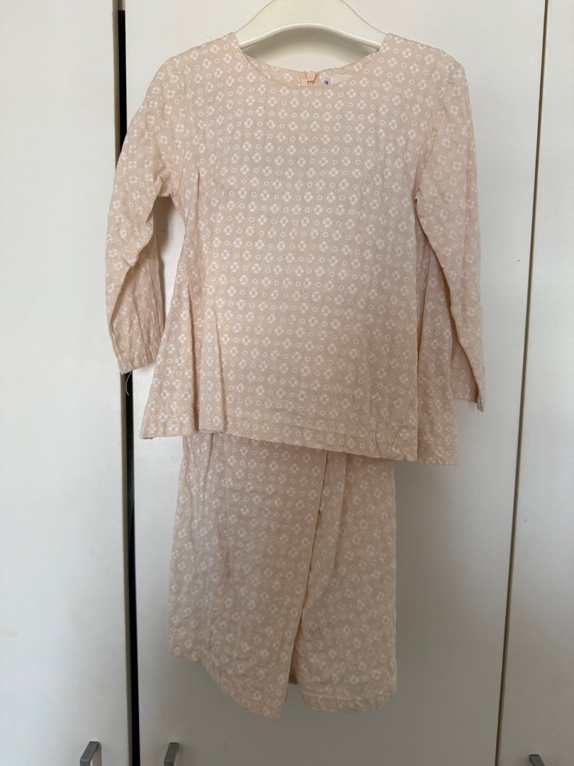 Baju Kurung Peplum Kids in Cream, Babies & Kids, Babies & Kids Fashion ...