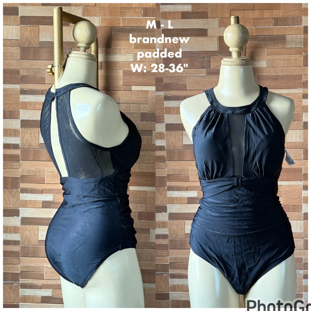 BLACK HALTER MESH ONE PIECE SWIMSUIT, Women's Fashion, Swimwear ...