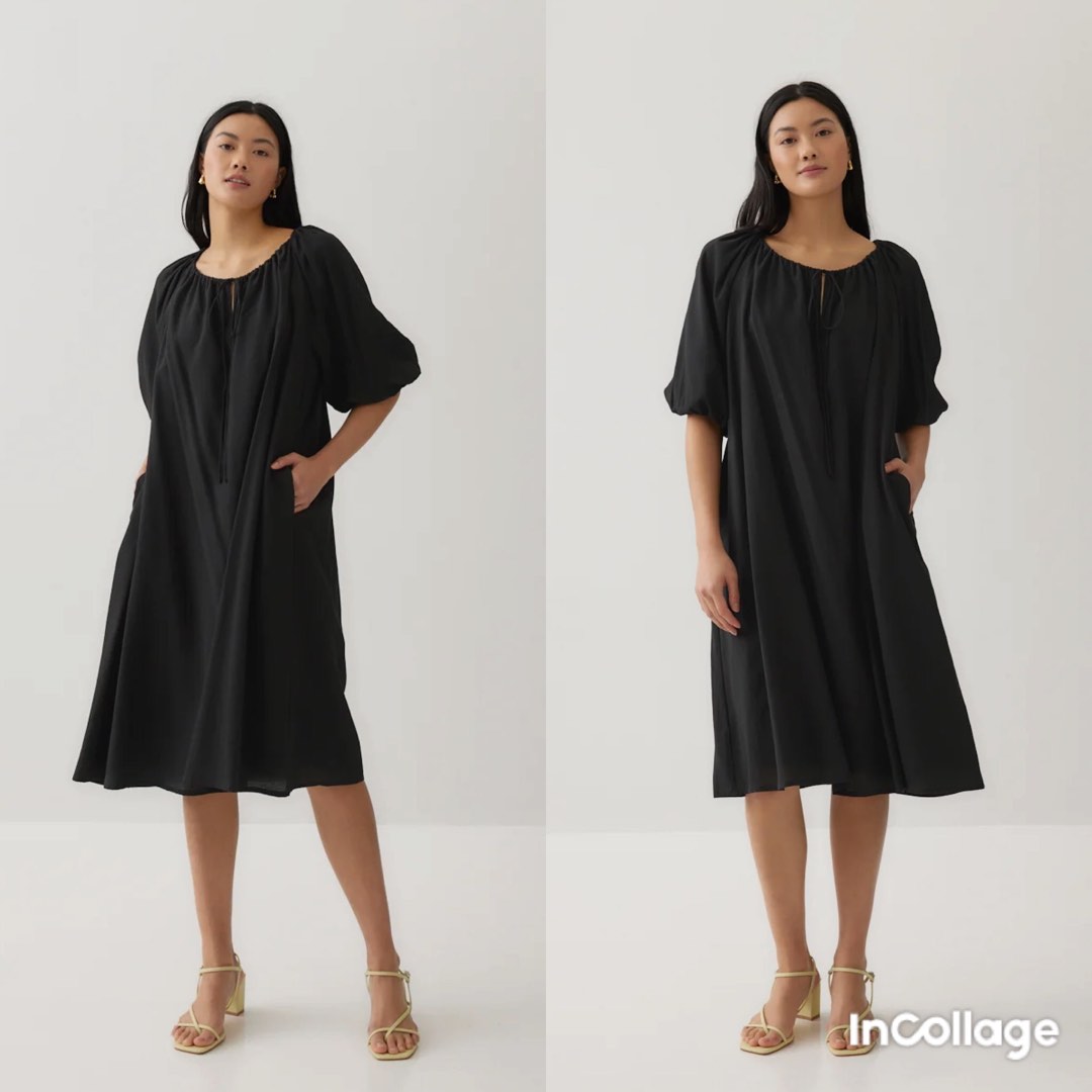 BN Love Bonito Levi Notch Neck Puff Sleeve Dress in black, Women's ...