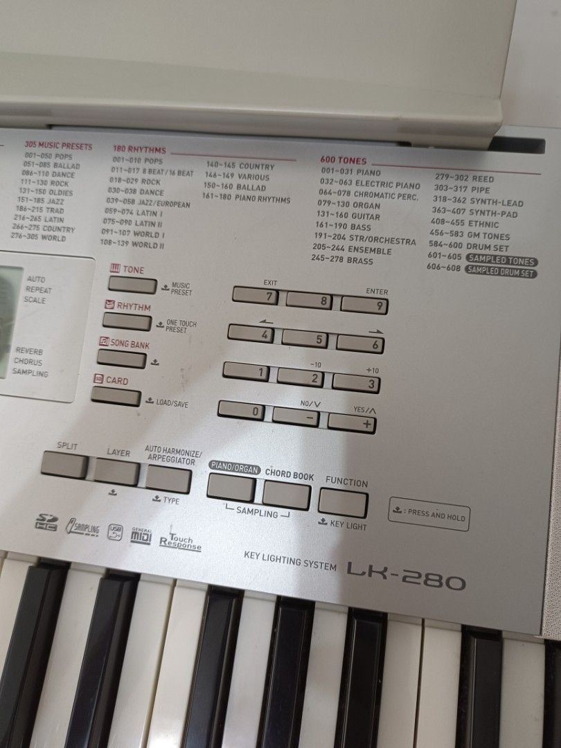 Casio LK-280 piano style keyboard 61 keys with Touch Response 48 Polyphony 600 tones, Hobbies ...