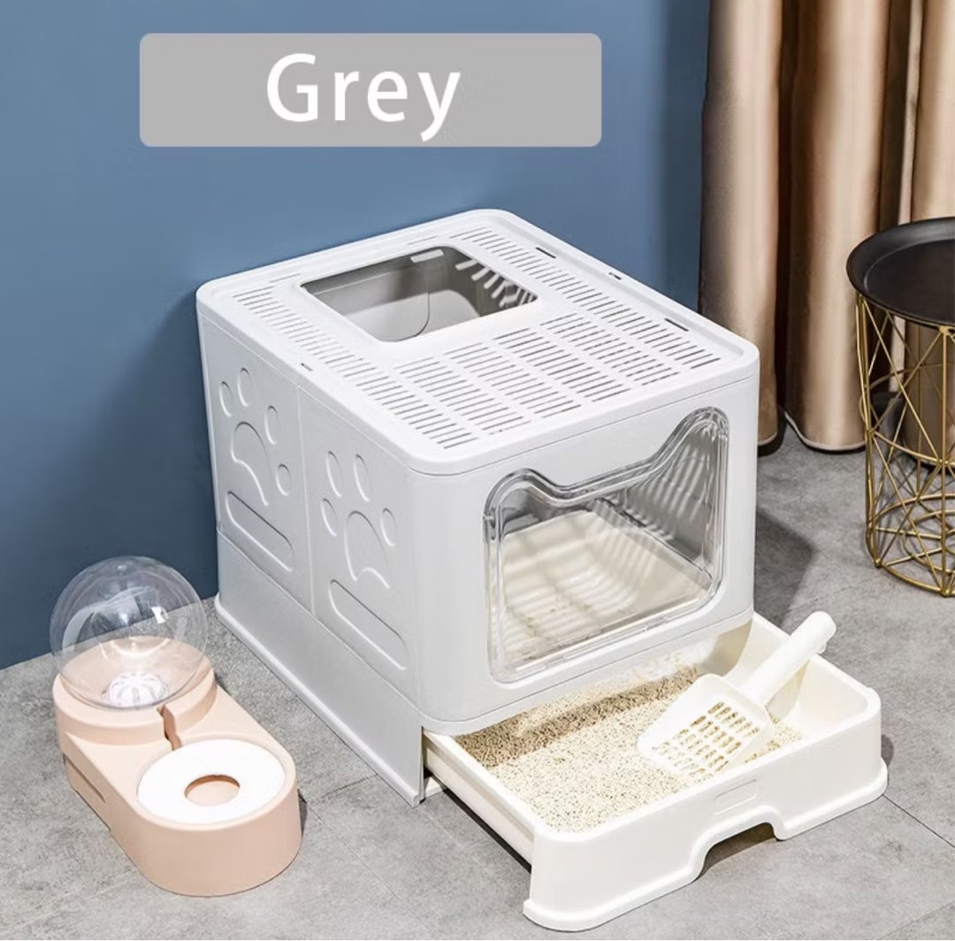 Cat Enclosed Grey Litter Box, Pet Supplies, Homes & Other Pet ...