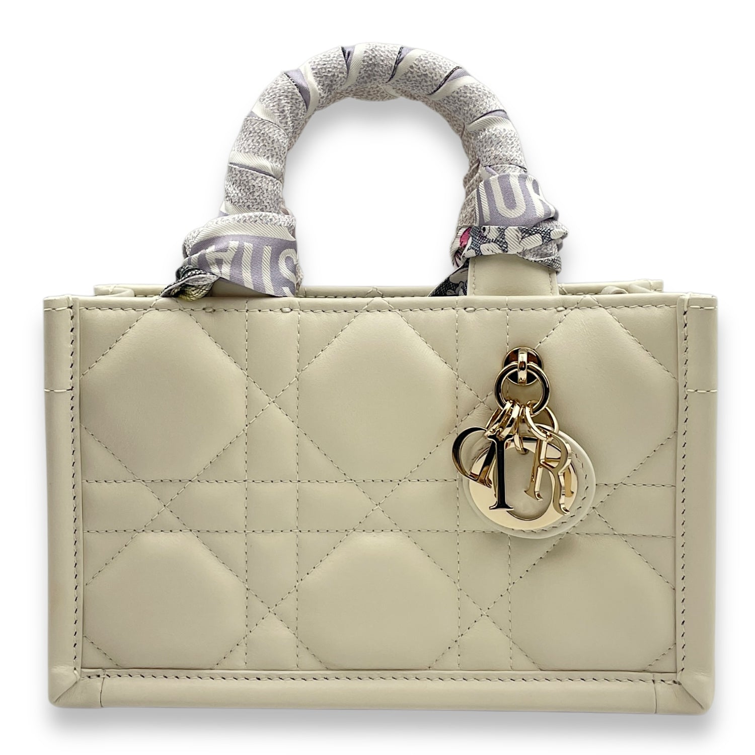 Christian Dior Book Tote (21cm) Mini White Crossbody Bag in Calfskin, Gold hardware, Luxury ...